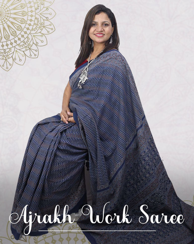 Shop mesmerizing Ajrakh sarees: Traditional Indian handcrafted elegance
