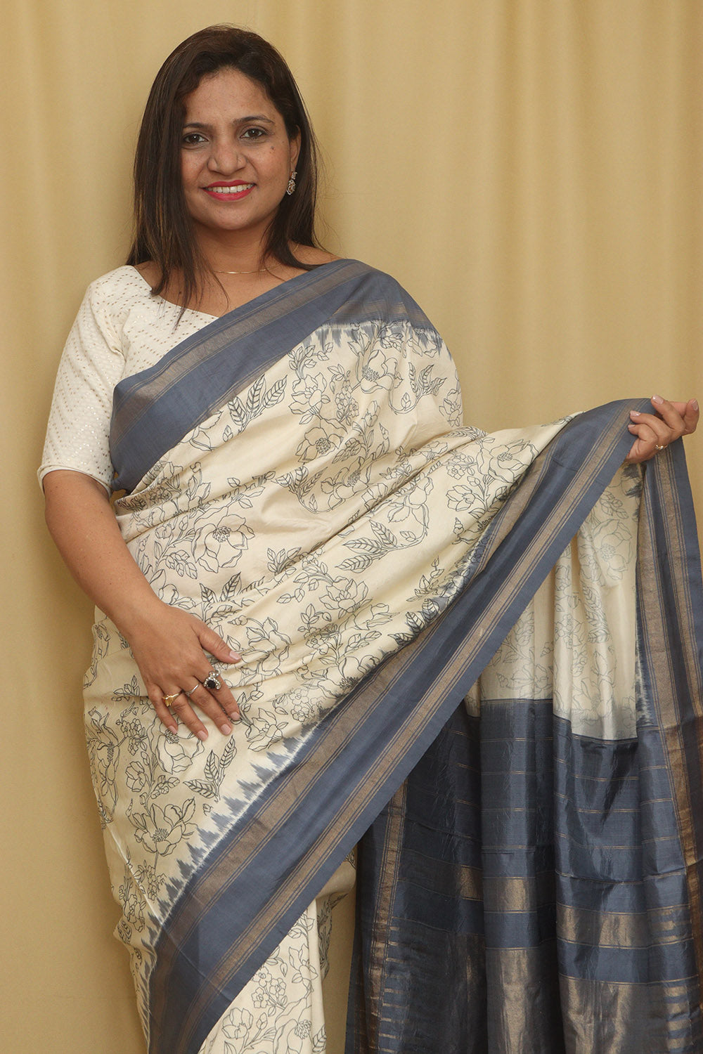 Pastel Silk Ikat Saree - Digital Printed