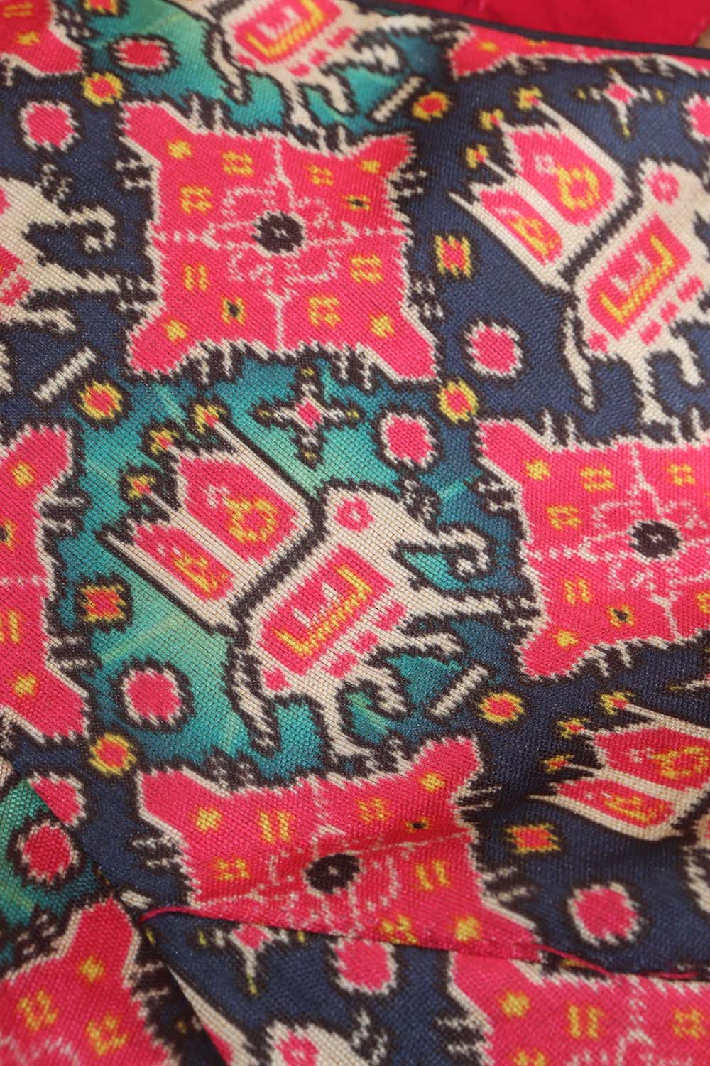 Pink Digital Printed Patola Design Tussar Silk V Neck Blouse