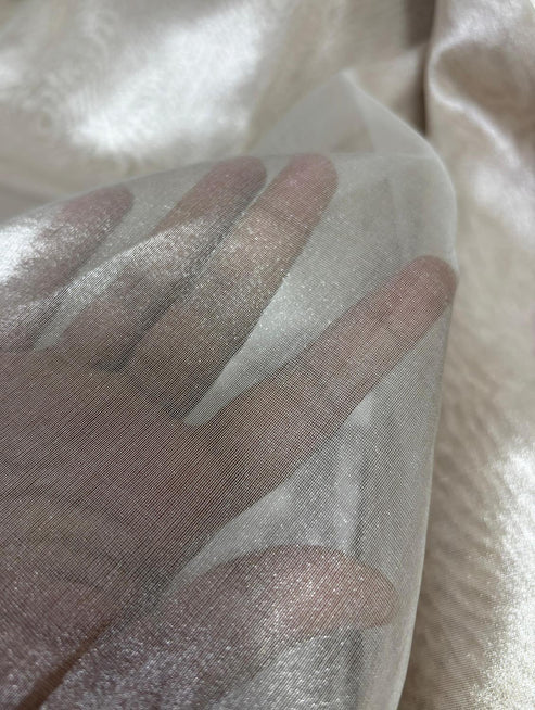 Silver Plain Metallic Pure Tissue Fabric ( 1 Mtr )