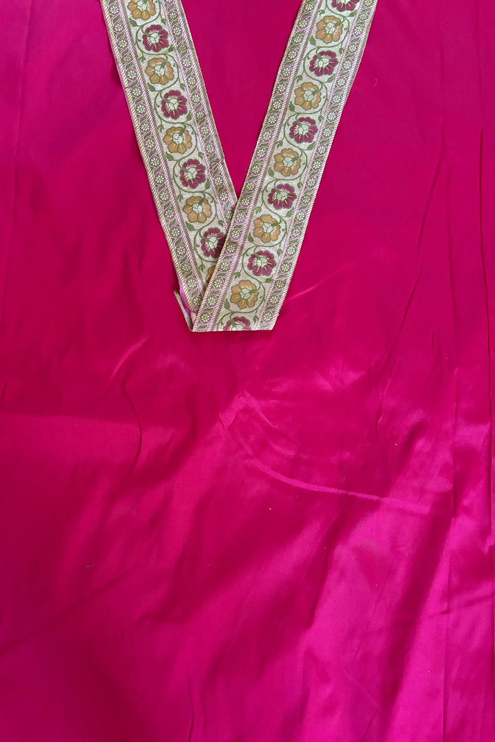Soft Silk Kurti Fabric with Banarasi Border