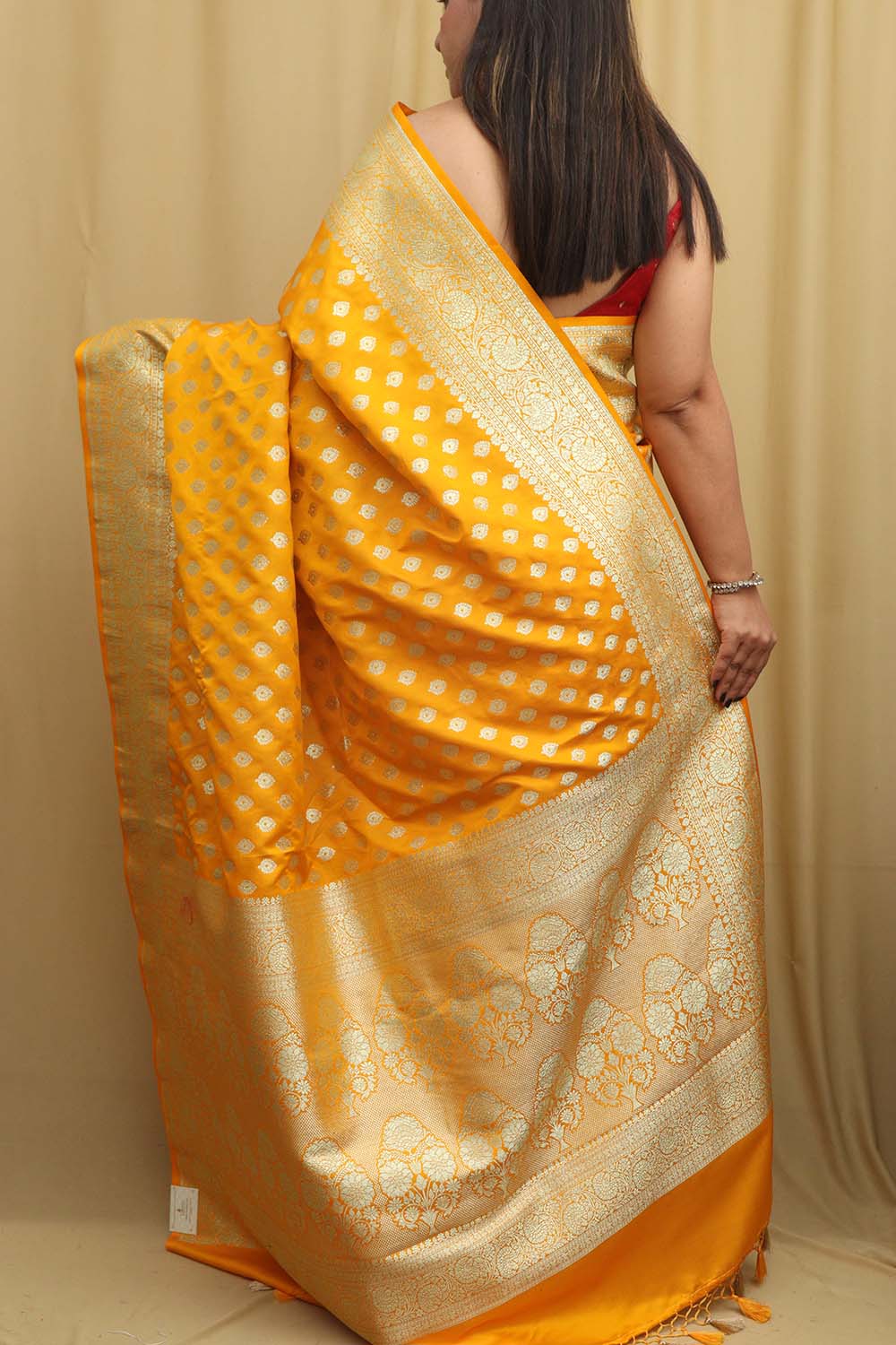 Yellow Banarasi Silk Saree
