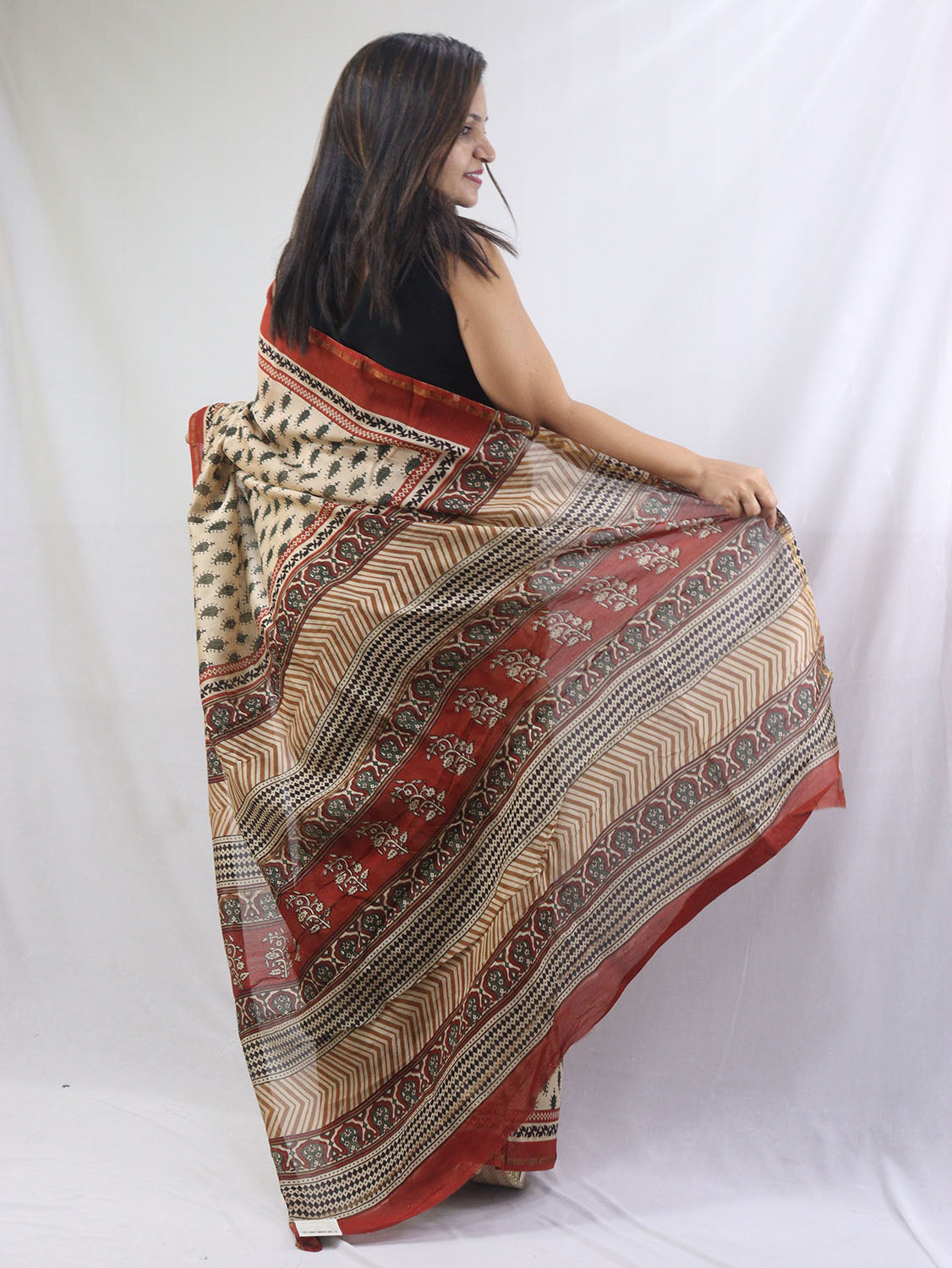 Stunning Multicolor Block Printed Chanderi Silk Saree - Versatile ...