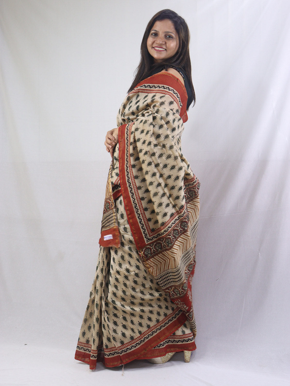 Stunning Multicolor Block Printed Chanderi Silk Saree - Versatile ...