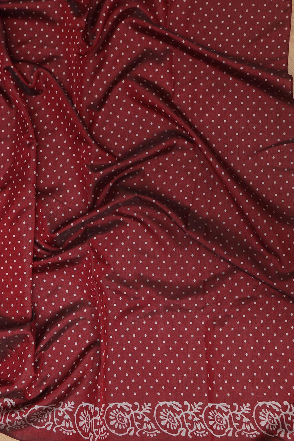 Stunning Maroon Block Printed Saree