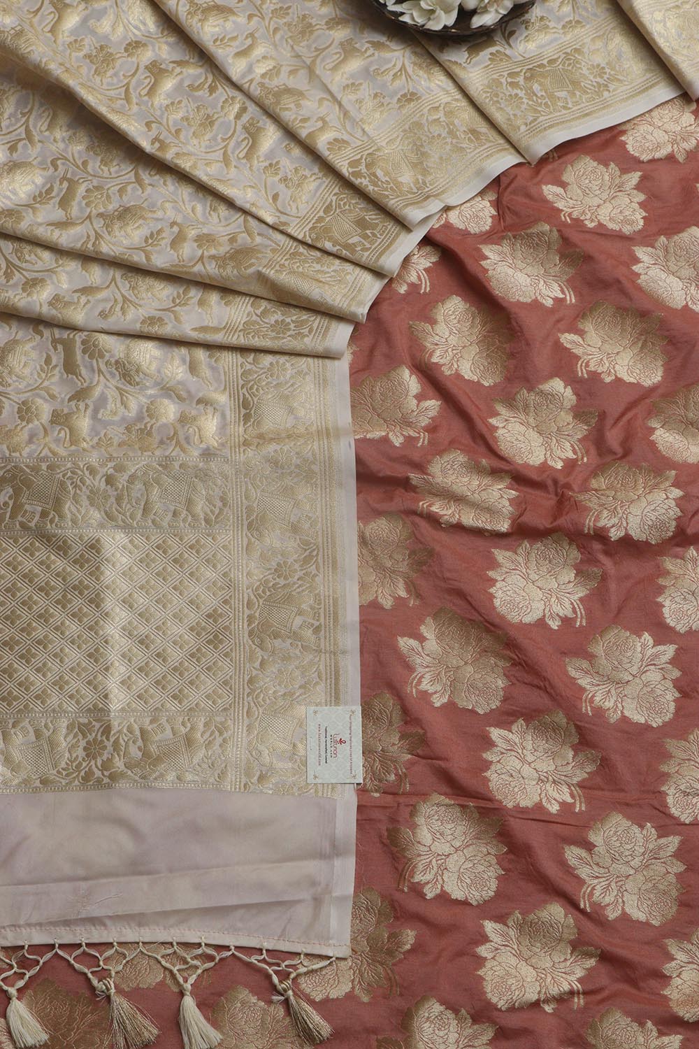 Elegant Onion Pink Banarasi Silk Suit