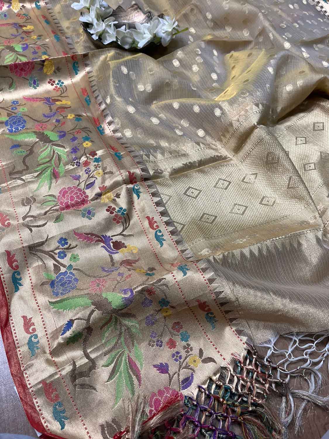 Get 20% Off on Pastel Banarasi Kota Tissue Paithani Dupatta