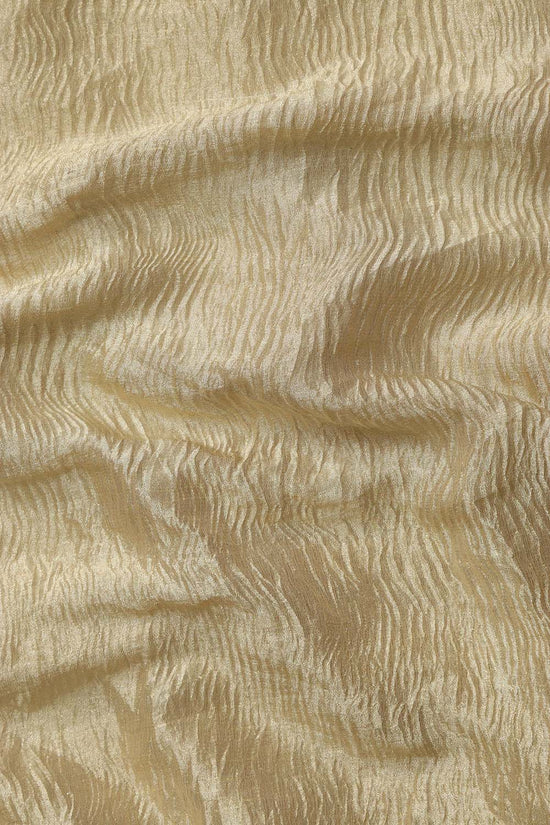 Golden Banarasi Crushed Tissue Fabric - 1 Mtr