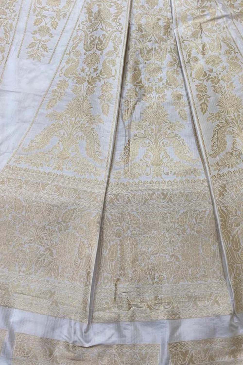 Off White Banarasi Silk Lehenga Set