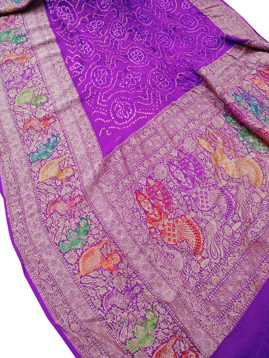 Stunning Purple Banarasi Bandhani Saree