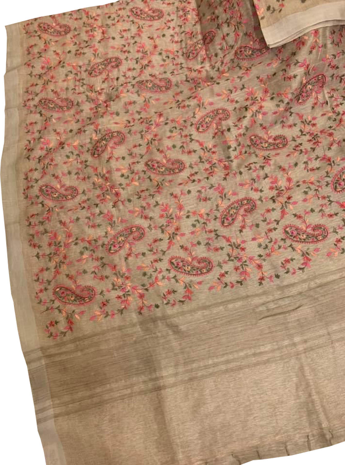 Pastel Pure Linen Silk Saree