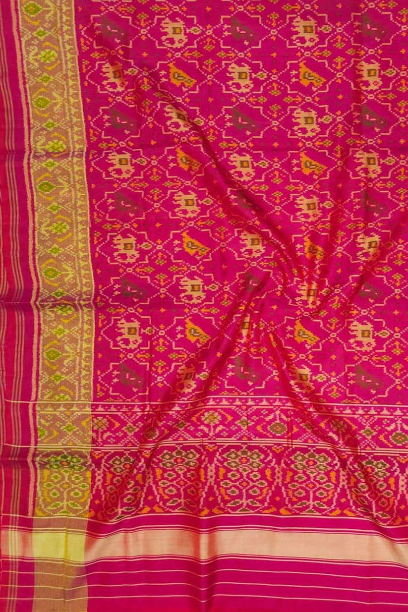Handloom Patola Silk Ikat Saree in Pink