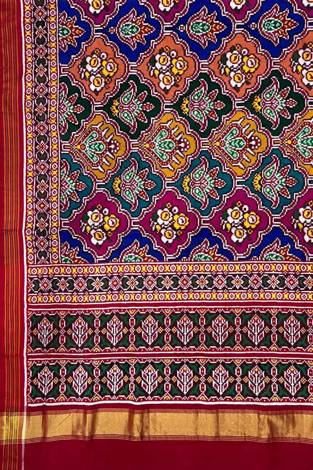 Handloom Patan Patola Silk Saree - Multicolor Double Ikat
