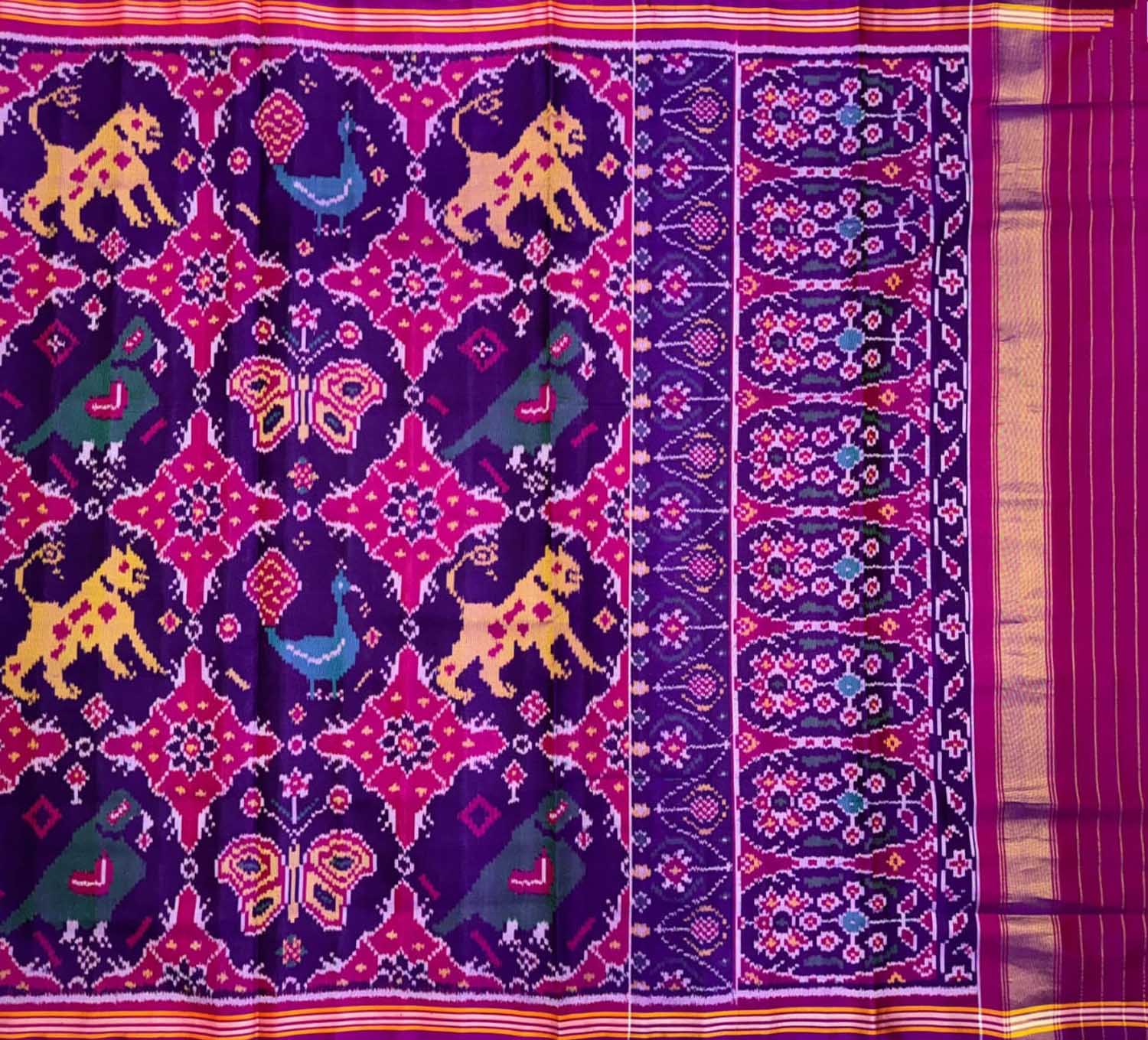 Pink Handloom Semi Patan Patola Silk Saree