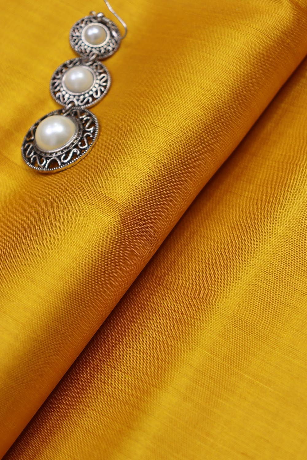 Shop Yellow Plain Pure Silk Fabric (1 Mtr) for Luxurious Creations
