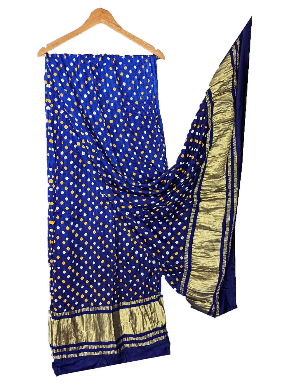 Stunning Blue Bandhani Modal Silk Dupatta with Tissue Border