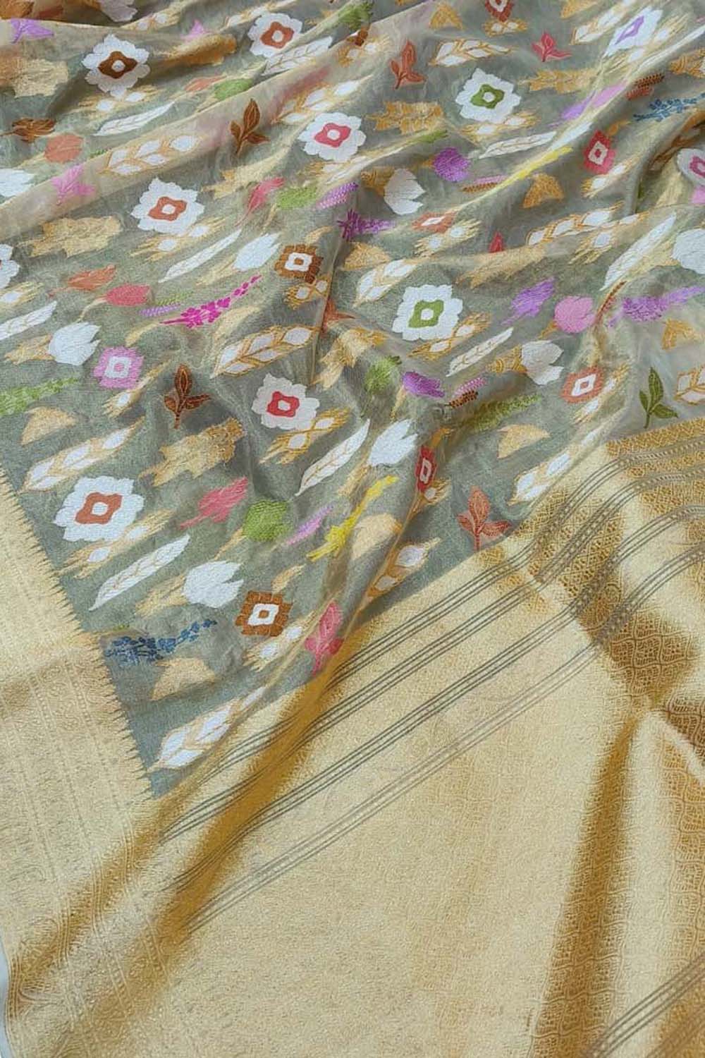 Shop Now: 20% Off Pastel Banarasi Silk Saree