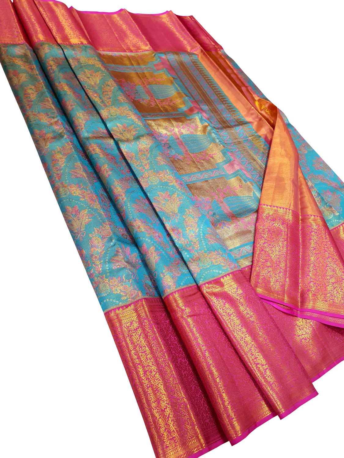 Get 20% Off on Blue Kanjeevaram Handloom Pure Tissue Silk Saree