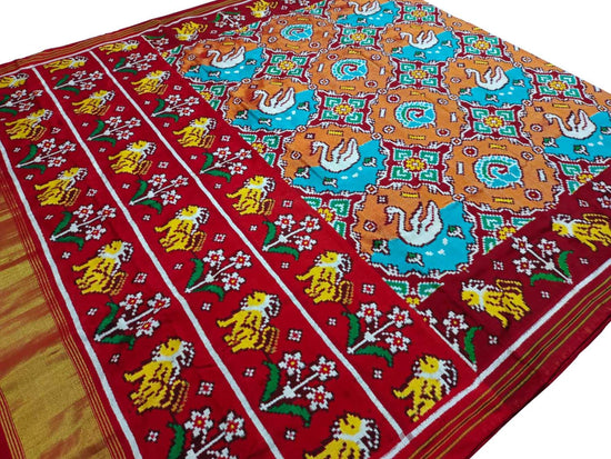 Multicolor Patan Patola Handloom Double Ikat Pure Silk Saree