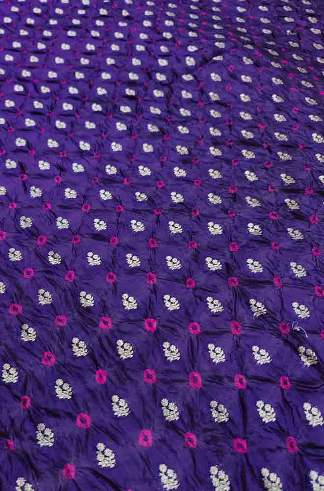 Shop the Exquisite Blue Banarasi Bandhani Chiniya Silk Fabric - 2.5 Mtr