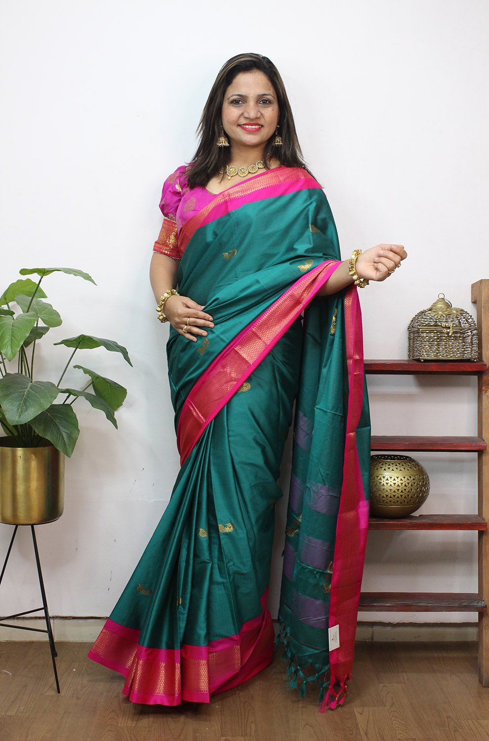 Blue Paithani Cotton Silk Saree - Luxurionworld