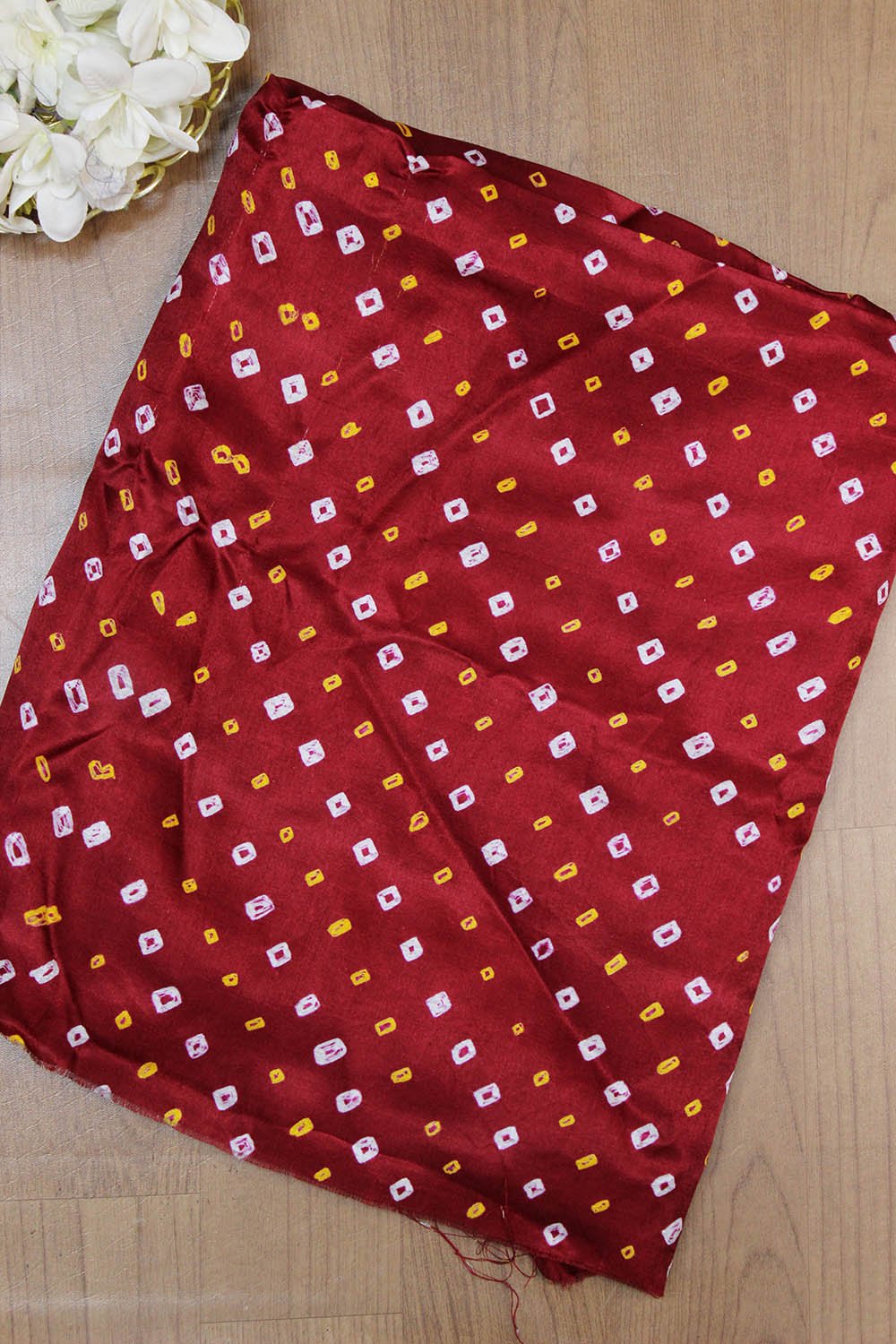 Shop Exquisite Maroon Bandhani Pure Gajji Silk Fabric (1 Mtr) for ...
