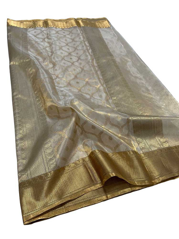 Exquisite Pastel Handloom Chanderi Pure Tissue Silk Saree