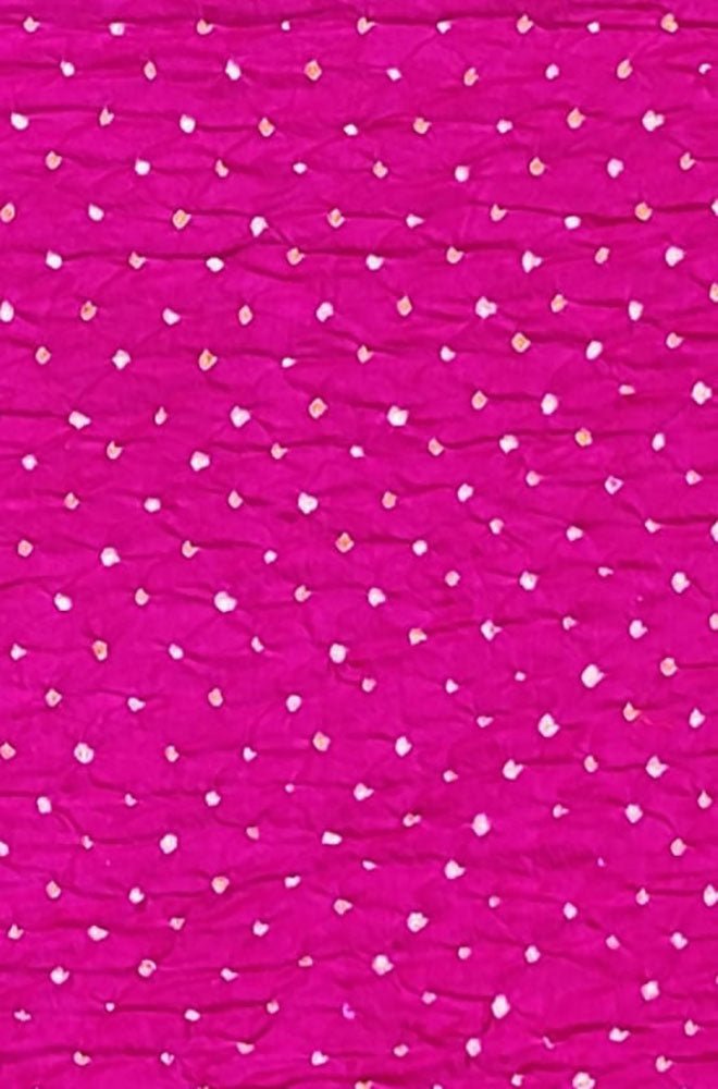 Pink Bandhani Pure Gajji Silk Fabric: High-Quality 1 Mtr Material