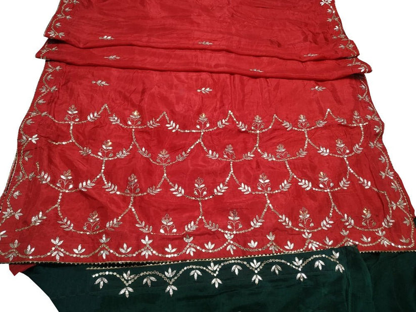 Red Hand Gota Patti Uppada Silk Saree - Luxurionworld