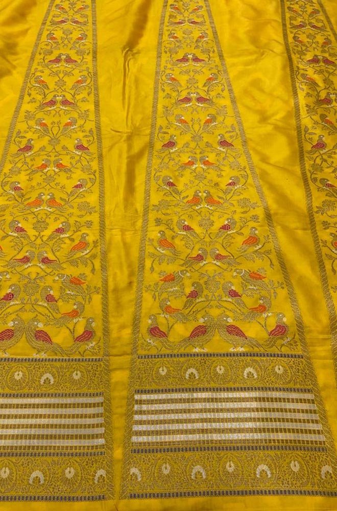 Stunning Yellow Banarasi Pure Katan Silk Lehenga Set